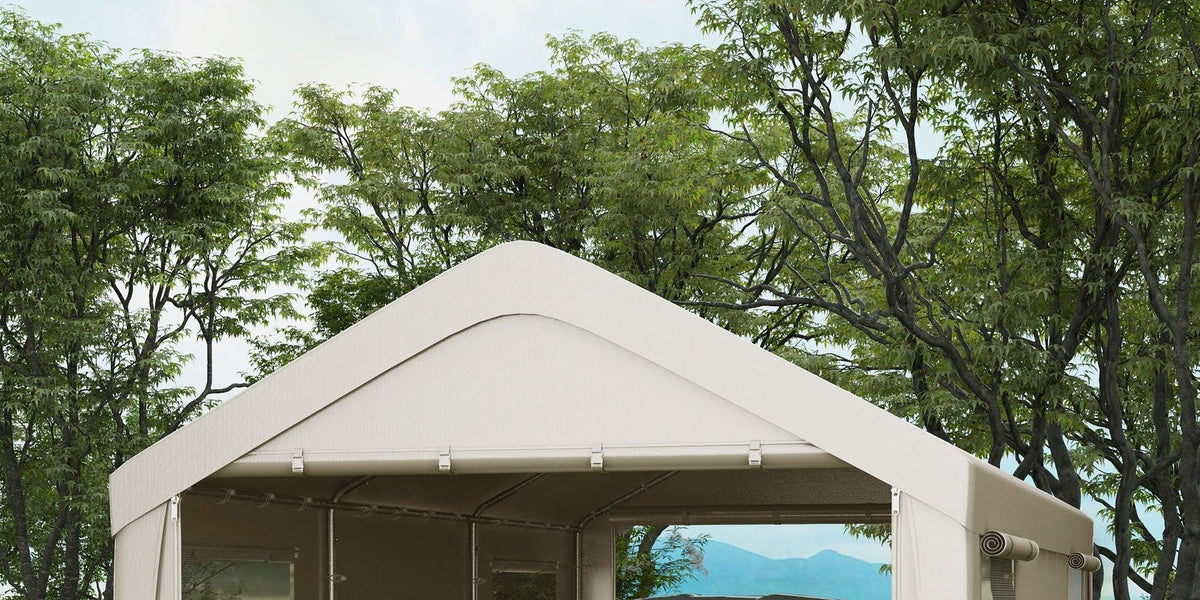 Outsunny 10' x 20' Carport, Heavy Duty Portable Garage, with 4 Mesh Wi