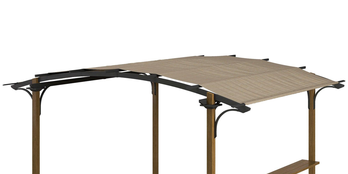 Outsunny 12' x 10' Outdoor Pergola with Bar Counter, Sun Shade Canopy,