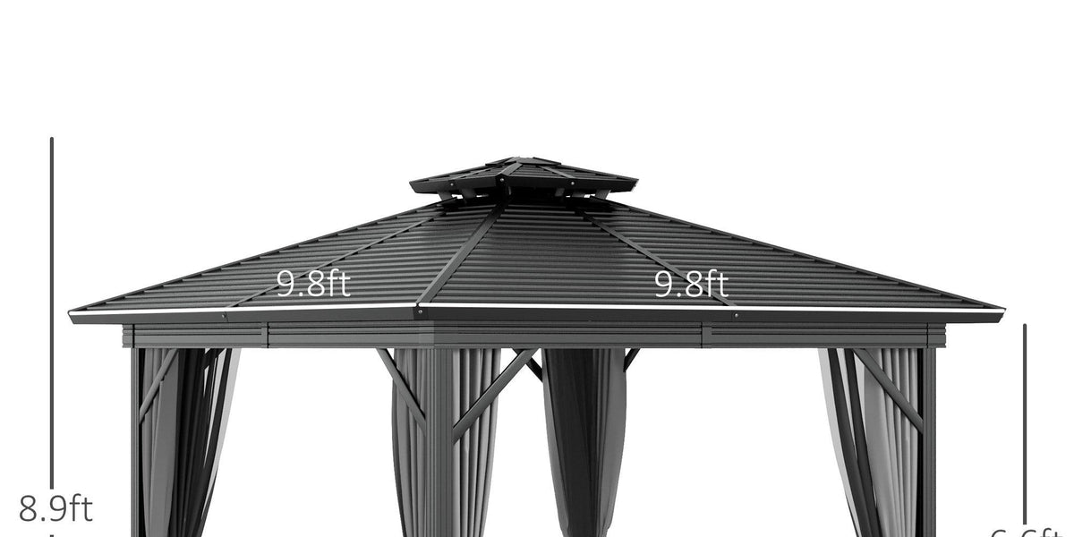 10x10 Hardtop Gazebo with Aluminum Frame, Permanent Metal Roof Gazebo