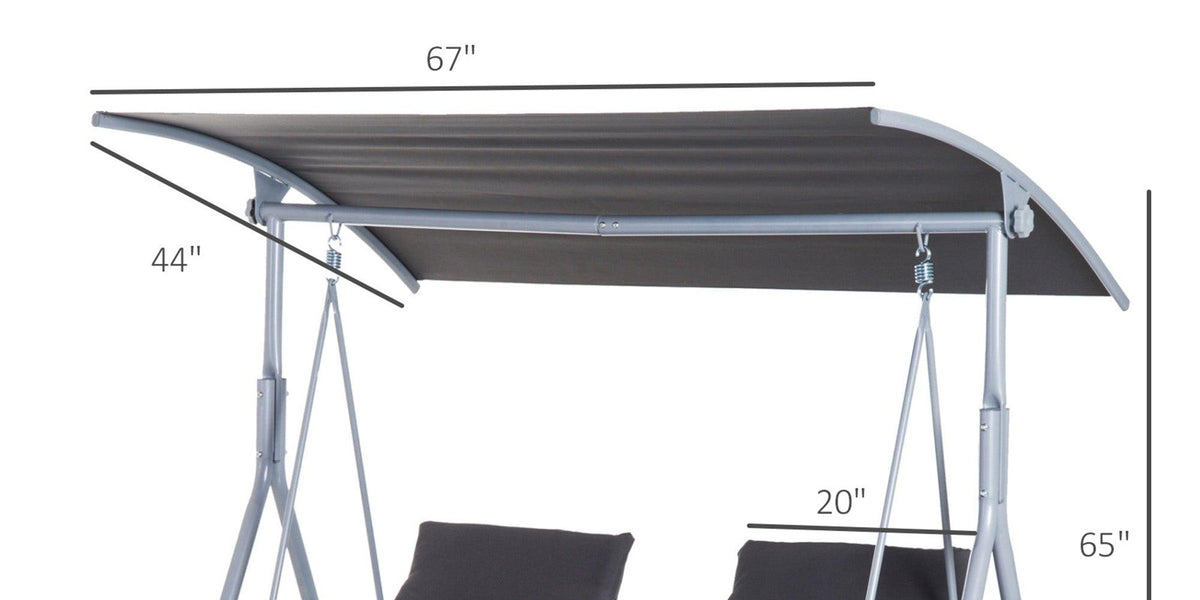 2 Person Porch Covered Swing Outdoor with Canopy, Table and Storage Co