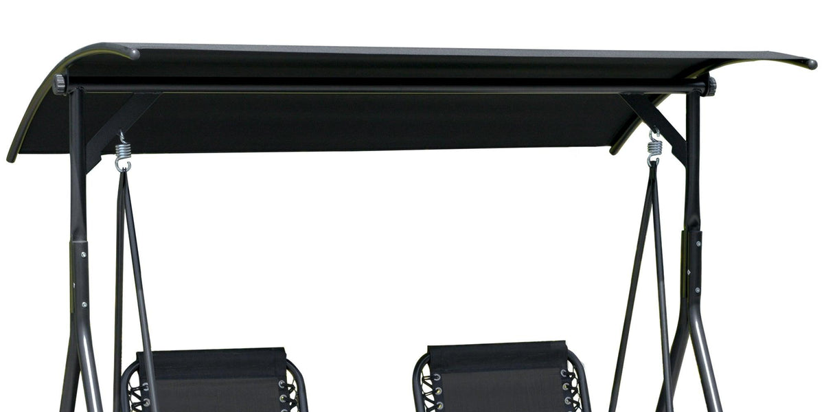 2 Person Porch Swing with Canopy, Covered Patio Swing with Pivot Stora