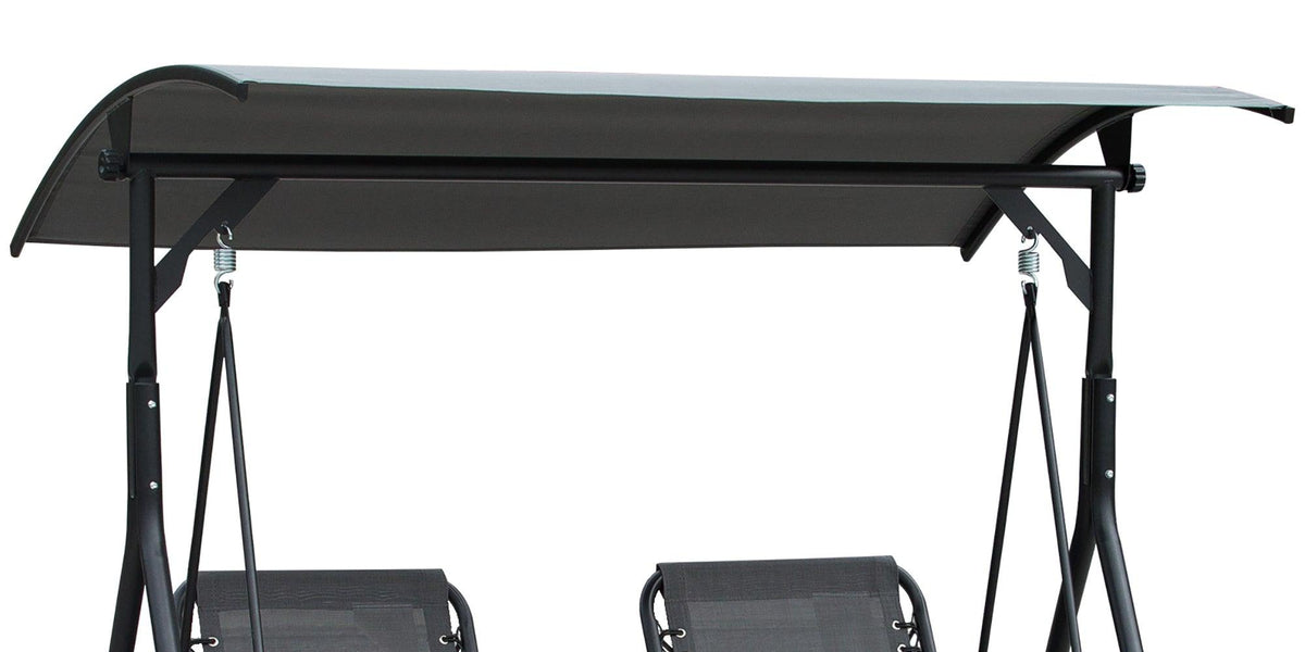 2 Person Porch Swing with Canopy, Covered Patio Swing with Pivot Stora