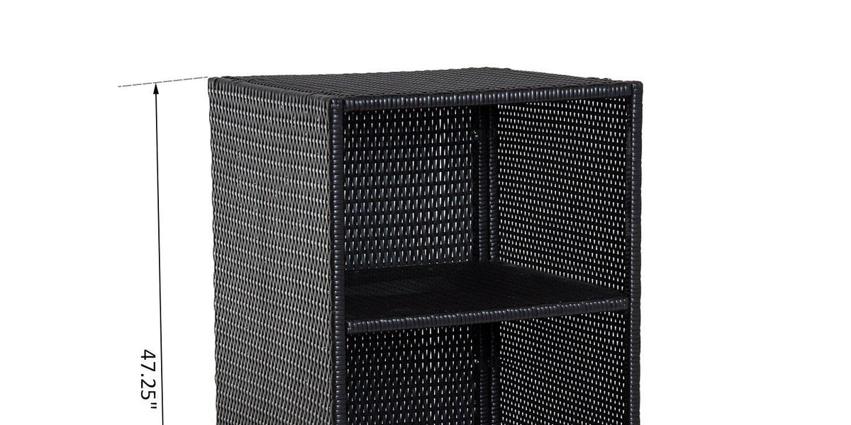 47" Rattan Wicker Towel Valet Rack, Waterproof Storage Cabinet Organiz