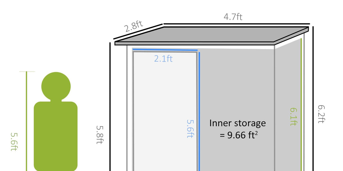 5' x 3' Storage Metal Shed, Patio Tool Shed Cabinet with Lockable Door