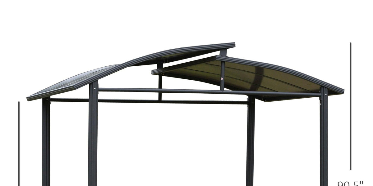 8x5ft Grill Gazebo Shelter with Interlaced Vented Polycarbonate Roof,
