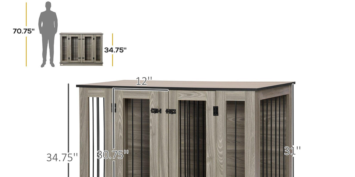 Furniture Style Dog Crate with Removable Divider, Dog Crate Side End T