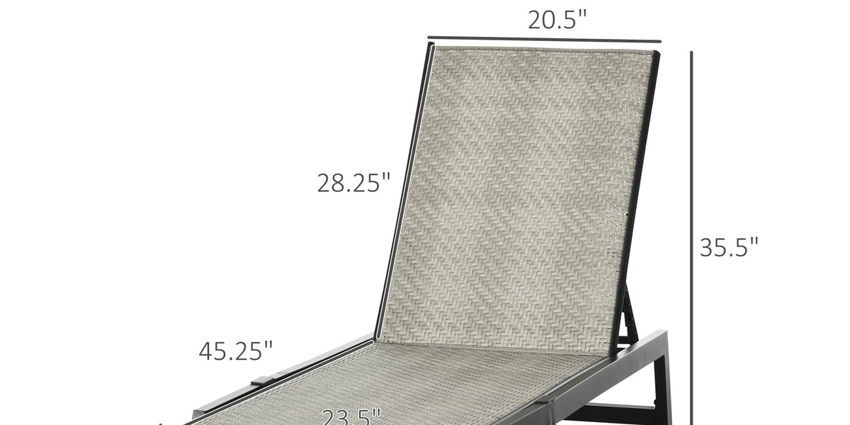 Outdoor Chaise Lounge Chair, Waterproof Rattan Wicker Pool Furniture w