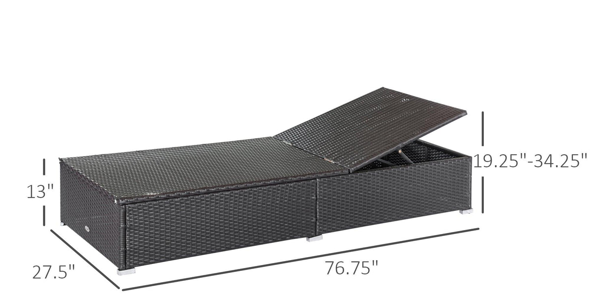 Outdoor Lounge Chairs Set of 2 with 5-Level Angles Adjust Backrest, Cu