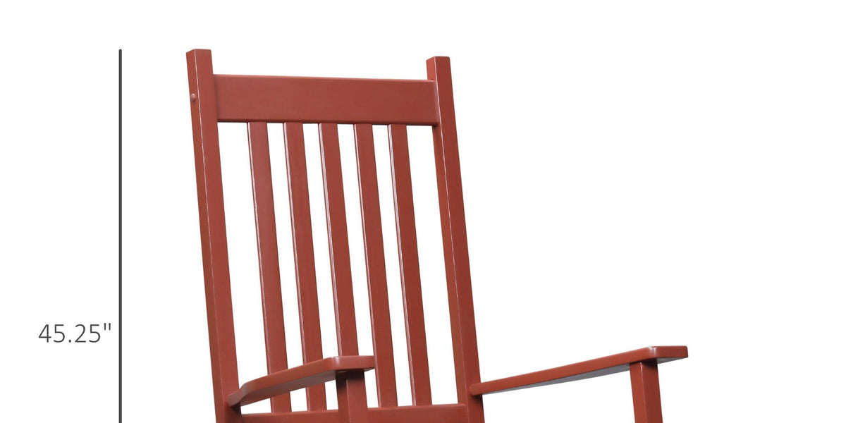 Outdoor Rocking Chair, Wooden Rustic High Back All Weather Rocker, Sla