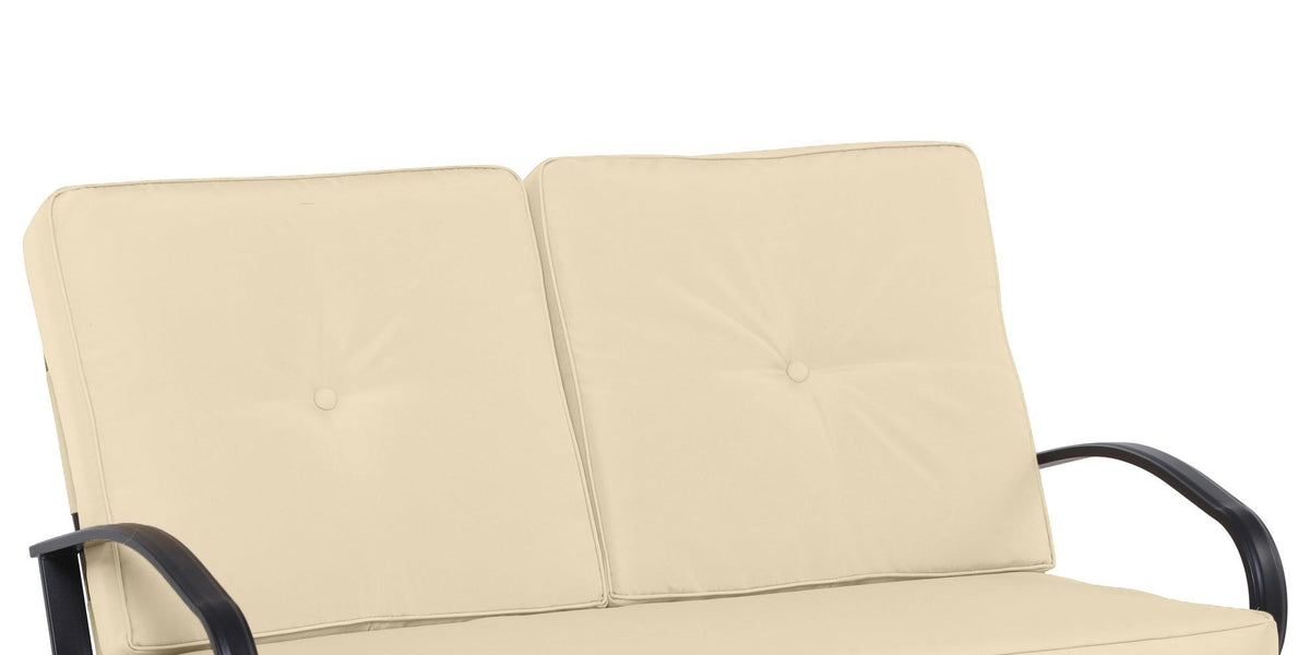 Patio Glider Bench with Padded Cushions and Armrests, Outdoor 2-Person