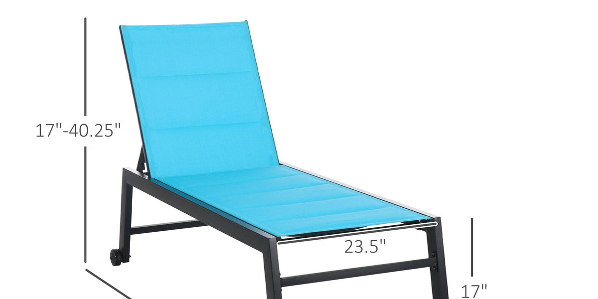 Patio Lounge Chair, Pool & Sun Tanning Chair with Five-Position Reclin