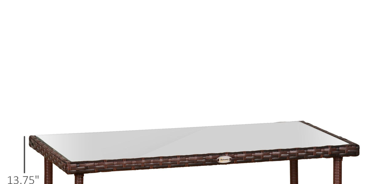 Patio Rattan Dining Table Outdoor All Weather Table Furniture Match Ch