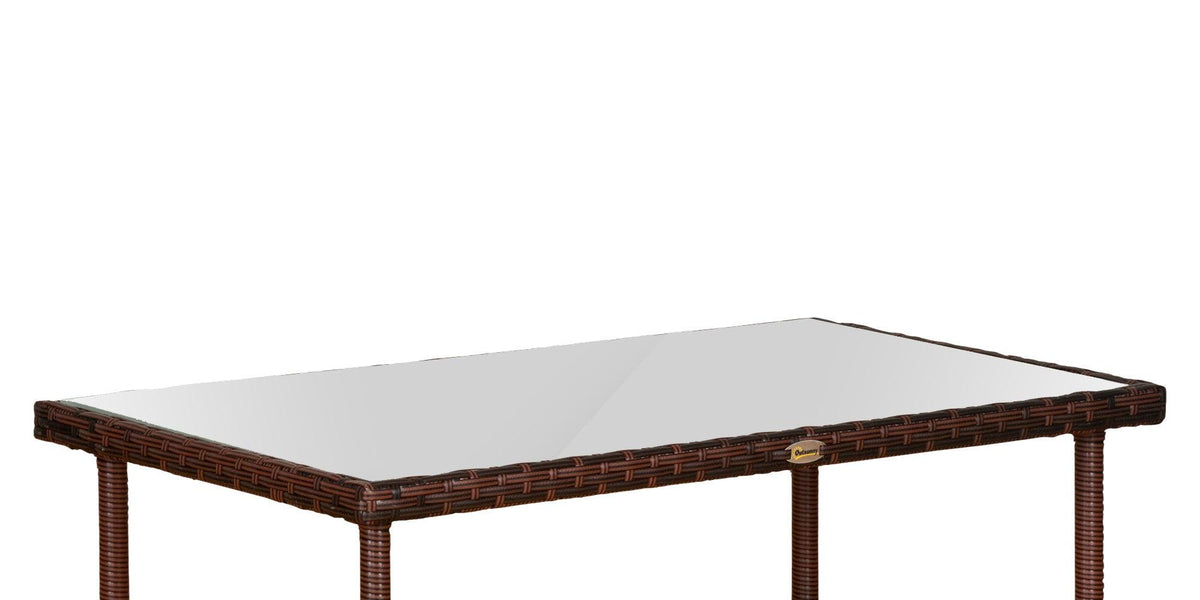 Patio Rattan Dining Table Outdoor All Weather Table Furniture Match Ch