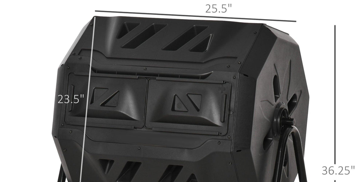 Tumbling Compost Bin Outdoor 360° Dual Chamber Rotating Composter 43 G