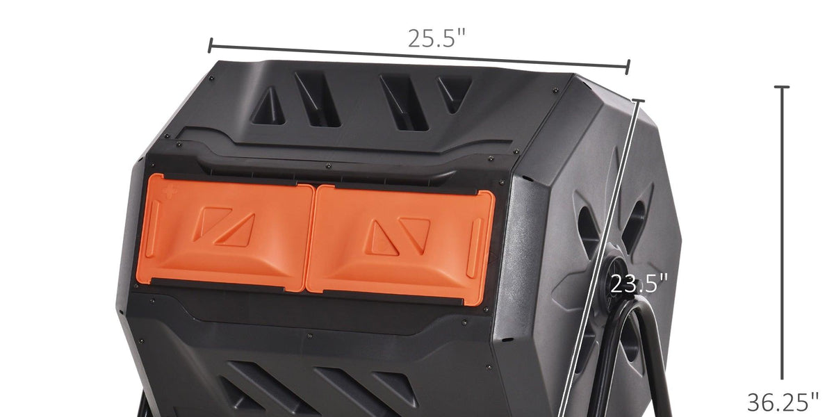 Tumbling Compost Bin Outdoor 360° Dual Chamber Rotating Composter 43 G