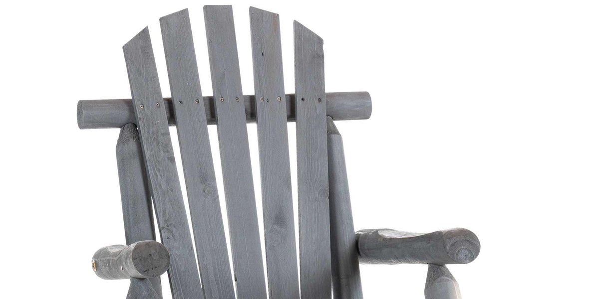 Wooden Adirondack Rocking Chair, Outdoor Rustic Log Rocker with Slatte