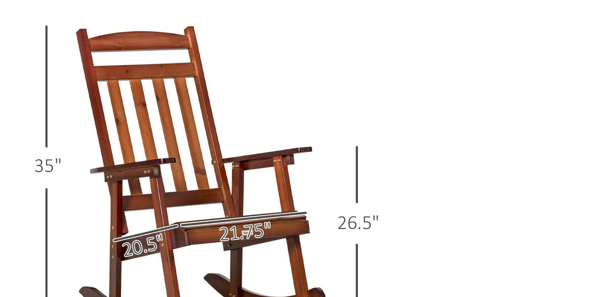 Wooden Outdoor Rocking Chair, 2-Piece Porch Rocker Set with Foldable T